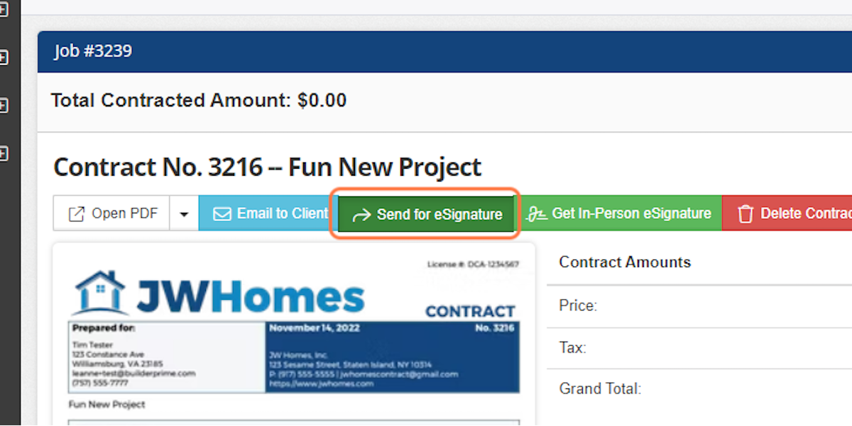 Sending Contracts for eSignature